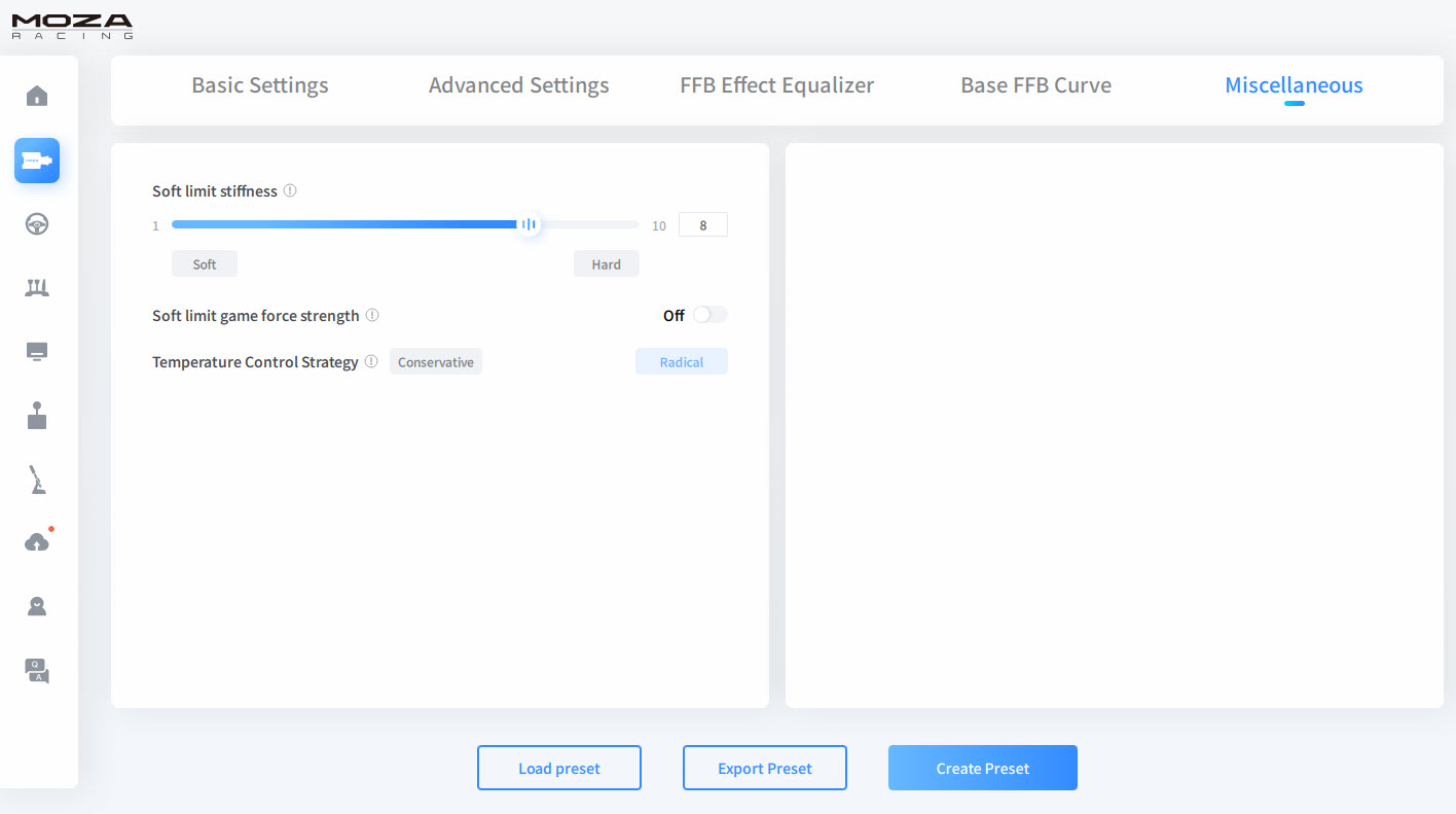 Moza FFB settings for iRacing: R5 / R9 / R12 / R16 and R21